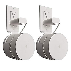 Dot Genie Google WiFi Pro Outlet Holder Mount [Old and New 2020 Version]: The Strongest, Most Versatile Mount Stand Holder for Google WiFi. Great for Home and Businesses! Still No Screws! (2-Pack)
