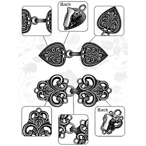 WILLBOND 4 Pieces Vintage Sweater Swirl Clip Cape Cloak Clips Retro Cardigan Clip Shawl Collar Clasp Dress Shirt Brooch Clip (Black)