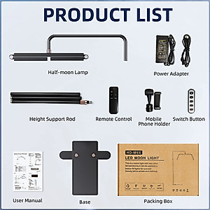 Yofuly Lash Lamp for Eyelash Extensions, Foldable Half Moon Light, Eyelash LED Floor Light, Estheticians Light with Phone Holder, Lash Light for Eyelash Tech, Makeup, Tattoo, Spa, Salon, Nails