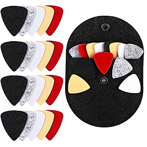 Maasechs 20 Pcs Ukulele Felt Picks Multicolored Felt Picks Accessories Cute Ukulele Picks Assorted Felt Thumb Picks with Holder Case for Guitar Bass Music Instruments (Classic)