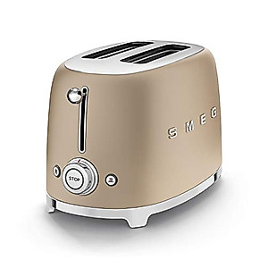 Smeg Electric Kettle Matte Champagne & 2-Slice Toaster Matte Champagne
