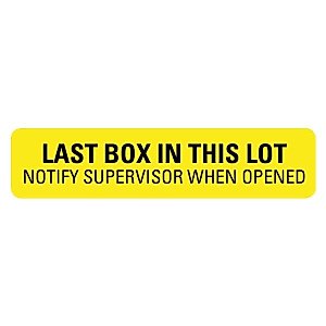 LabelValue LAST BOX in This LOT NOTIFY SUPERVISOR Medical Labels LV-MQC7