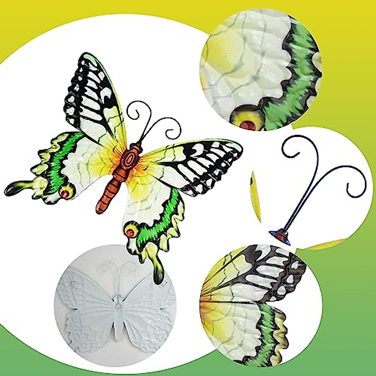 IGEEKWELL Metal Butterfly Wall Art Decor - 14.2 in 3D Butterflies Hanging Art Decorations, Outdoor Metal Wall Art for Garden, Yard Balcony Living Room Bedroom, Gift for Mom Grandma Housewarming