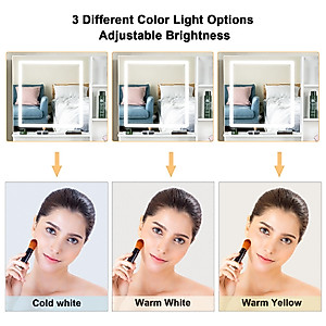 Lucaseone Vanity Table with Lighted Mirror, Makeup Vanity with Lights and Drawers, Vanity Desk Dressing Table with Cushioned Stool for Bedroom (3080 LED White)