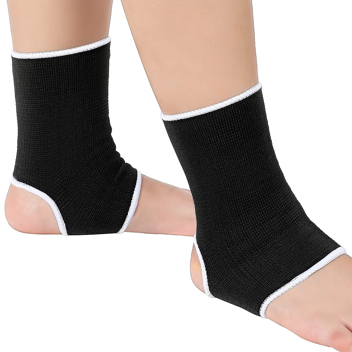 Haysandy 4 Pieces/ 2 Pair Kids Ankle Support Compression Kid Ankle Brace Elastic Kids Compression Socks Knitted Ankle Support Brace Ankle Sleeve for Jogging Running Fitness (Black, 5-10 Years)