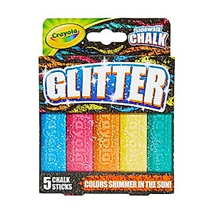 Crayola Outdoor Chalk, Glitter Sidewalk Chalk, Summer Toys, 5 Count