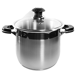 10 Qt Stock Pot 18/10 Stainless Steel Super Double Capsulated Bottom w/Glass Lid