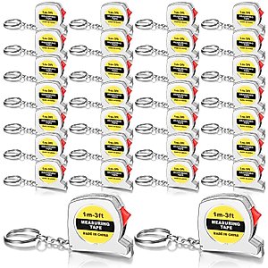Small Tape Measure Mini Retractable Measuring Tape Keychains 1 Meter/ 3 Feet Functional Mini Measuring Tape, Metric and Inch with Slide Lock for Daily Use Body Measurement(30 Pieces)