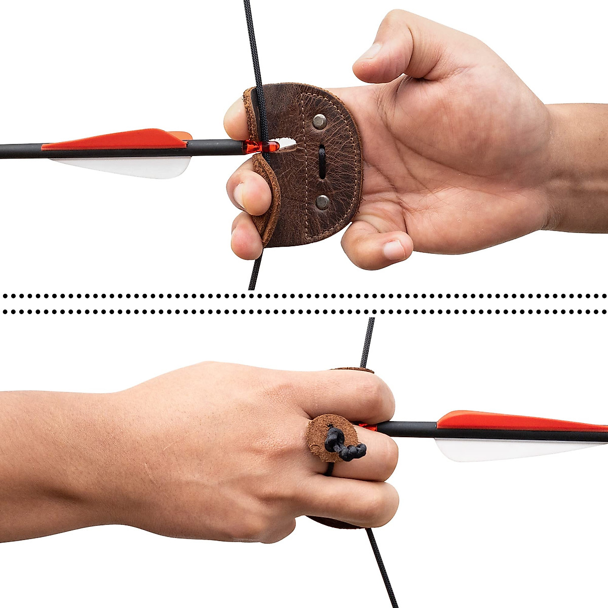 Hide & Drink, Archery Finger Tab, Protect Guard for Recurve Bows, Finger Protector, Shooting Practice Gear Sports & Outdoors, Full Grain Leather, Handmade, Bourbon Brown