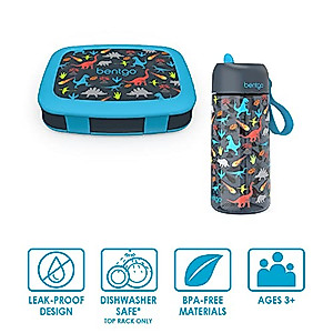 Bentgo Kids Prints Lunch Box & Water Bottle (Dinosaur)