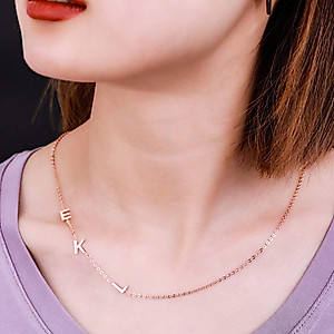 AILIN Initial Necklaces Sideway Letter Necklace Custom Necklace 1-8 Letters 925 Sterling Silver Gold/Rose Gold Personalized Birthday Christmas Gift For Women Mother Jewelry