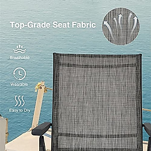 FKSDHDG Patio Folding Chair 2 Piece Outdoor Portable Recliner Gray