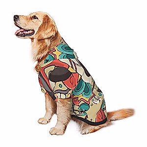 Large Dog Hoodie Bowling-Doodle-Bowl-Pattern Pet Clothes Sweater with Hat Soft Cat Outfit Coat Xx-Large