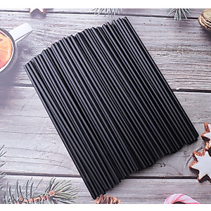 Sowaka 100 Pcs Plastic Straws Disposable Black Hot Drinking Coffee Stirrers for Chocolate Tea Cup Cocktail Party Supplies Favors Home Bar Water Cold Drink Accessories (7.87 inch/20 cm)