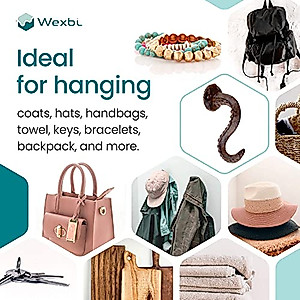 Brown Cast Iron Wall Hook Octopus Tentacle, Marine Themed Clothing Hook with Attachment Hardware.