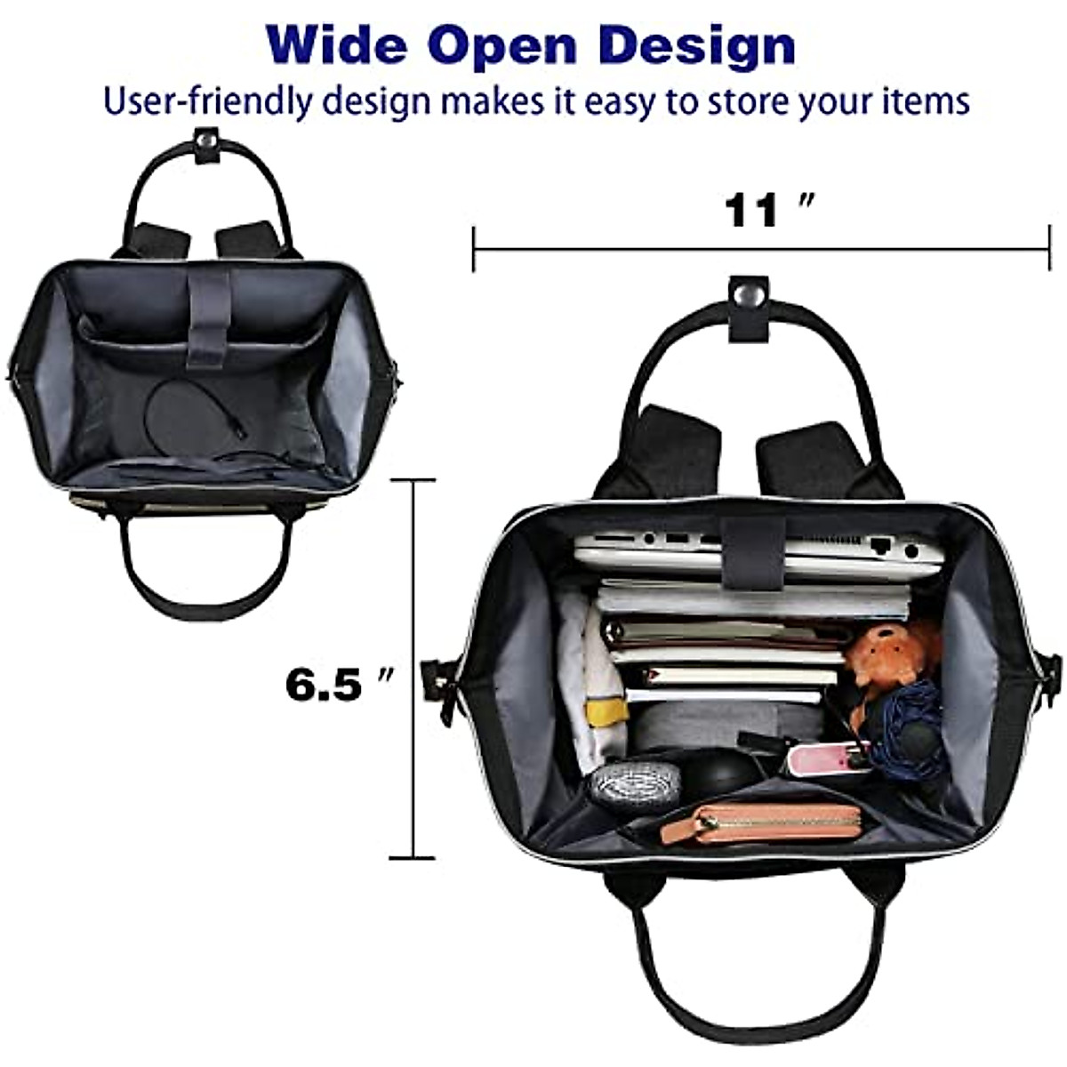 Ytonet 15 Laptop Backpack for Women, School Anti-Theft Business Travel Bookbag with USB Charging Port, Water Resistant Slim College Computer Bag for Girl Women Men, Black