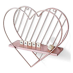 JJYGYTG Shelf Wall Shelf Rose Gold Decorative Shelf Metal Heart-Shaped Shelf Living Room Bathroom (Color : Black)