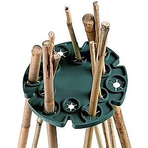 ZERIRA 5 Pack Bamboo Cane Holder Plastic Plant Support Protection Tray Support Caps for Climbing Plants Peas Beans Sweet Pea Tomatoes Cucumbers Support Structure