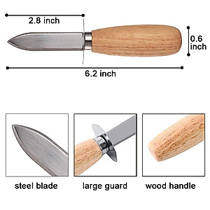 DOMG 10Pcs Oyster Clam Shucking Knife Opener with Wooden Handle