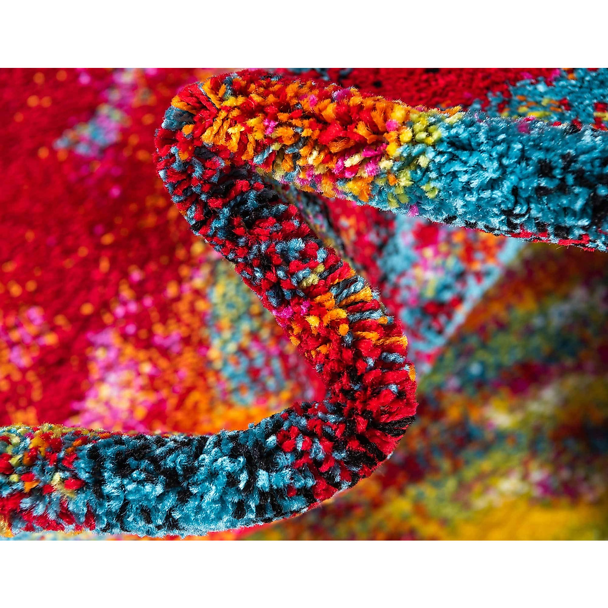 Unique Loom Lyon Collection Modern Abstract Tie-Dye Fireworks Area Rug, 9 x 12 Feet, Multi/Blue