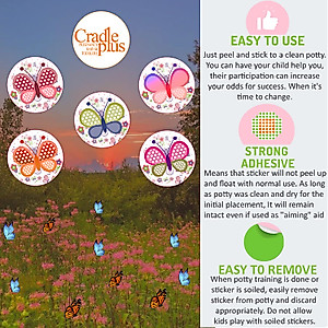 Potty Training Seat Magic Sticker Butterfly toddler Potty Training Toilet Color Changing Sticker 5 Pack Toilet targets with FREE potty e book | Use with/Without Potty chart or potty training watches
