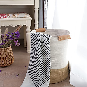 Cotton Rope Baskets for Storage, Large Woven Laundry Basket for Living Room, Decorative Nursery Hamper for Organizing Baby Toys,Clothes,Blanket,etc.