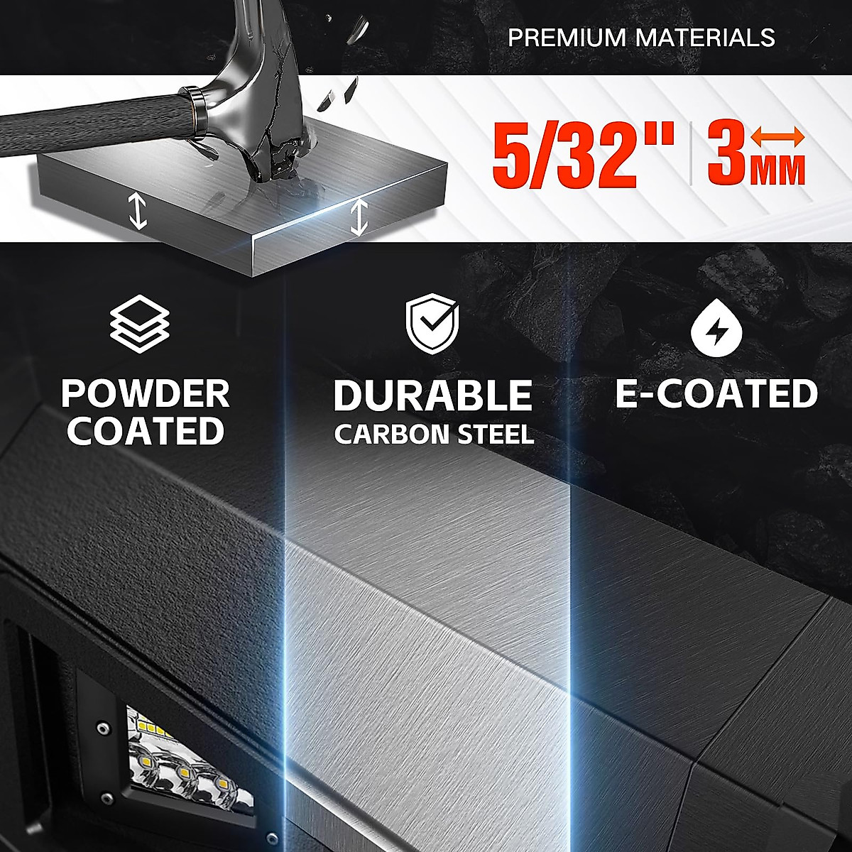 EYOUHZ Rear Bumper Compatible with 2007-2018 Jeep Wrangler JK JKU Unlimited Rock Crawler Rear Bumper Built-in 2" Hitch Receiver, D-Rings and 2 x 18W LED Lights for 2/4 Doors (Textured Black)