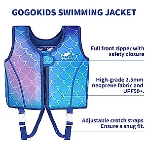 Gogokids Kids Swim Vest, Toddler Float Jacket for 30-50 lbs Girls and Boys, Comfortable Fit Swimming Jacket, for 2-9 Year Old Children