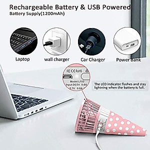 phinacreny Ice Cream Cone Fan, Portable Mini USB Charging Silent Lazy Hanging Neck Cone Fan