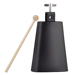 EASTROCK 6 Inch Metal Steel Cowbell and Black Rattles Hand Percussion Set for Drum Set, Band accompaniment, Party