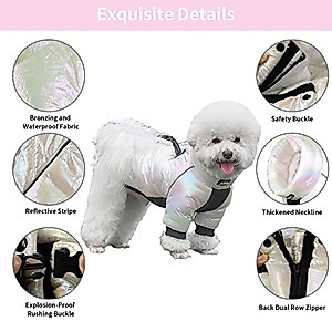 AIITLE Padded Vest Dog Coat - Warm Zip Up Dog Vest Fleece Jacket - Winter Water Wind Resistant Small Dog Sweater - Dog Clothes for Small Dogs for Everyday Use White S