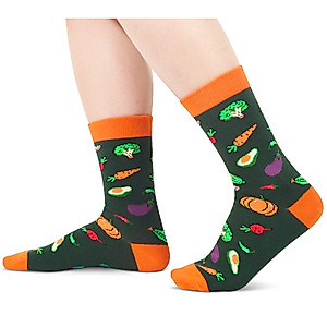HAPPYPOP Funny Vegan Gifts Ideas for Women - Vegetarian Gifts Men, Vegan Socks Vegetable Socks For Her