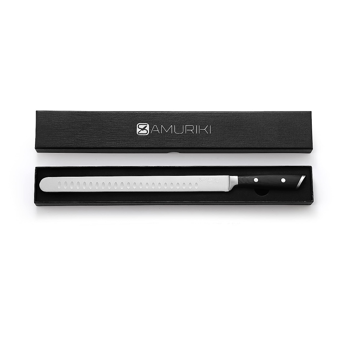 SAMURIKI Brisket Knife - Ultimate 12-inch Carving Knife, Slicing Knife with Granton Edge Designed for Briskets, Roasts, Meat, BBQ, etc. (Slicing Knife 12")