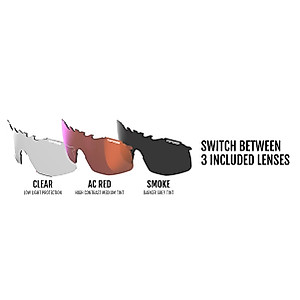 Tifosi Optics Sledge Sunglasses (Matte Black, Smoke/AC Red/Clear)