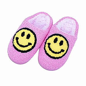 Jcgosmn Smile Face Kids Slippers Unisex-Child Toddlers House Slippers for Kids Waterproof Sole Fuzzy Slide Boys Girls Slip-on Shoes