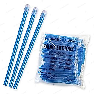 1000 Blue Clear Dental Saliva Ejectors Disposable Suction Tips (10 Bags of 100)