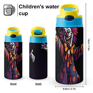Stainless Steel Water Bottles Cute Cartoon Clown Travel Water Cups with Handle And Silicone Straw Drinking Cup with Leak Proof Lid Thermo Travel Mug for Women Men