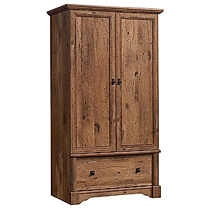 Pemberly Row Traditional Style Wardrobe Armoire with Drawer in Vintage Oak
