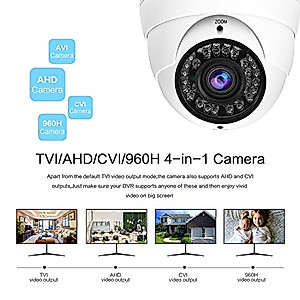 2MP 1080P Analog Security Dome Camera for CCTV Coax Analog DVR System, 100ft IR Night Vision, 2.8-12mm Manual Varifocal Lens, Outdoor, Compatible with Hikvision, Dahua, Lorex, Amcrest Coax DVR