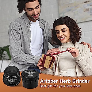 Artober Herb Grinder, 2.5 inch Aluminium Spice Grinder (Black)