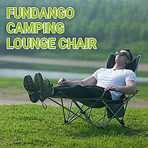 FUNDANGO Reclining Camping Chair 3-Position Adjustable Folding Lounge Chairs with Footrest for Adult Support Up to 300lbs, Suit for Lawn,Office,Backyard,Camping,Concert,Garden(Black/MediumGrey)