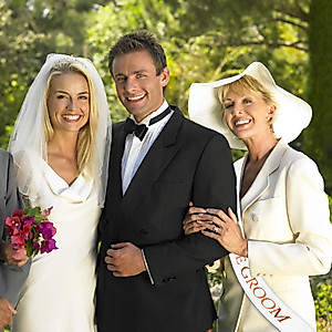 Generic Mother of The Groom Sash with Rose Gold Foil, White Bachelorette Party Sash for Bridal Shower Engagement Supplies Gifts Wedding Accessories for Groom to Be's Mother