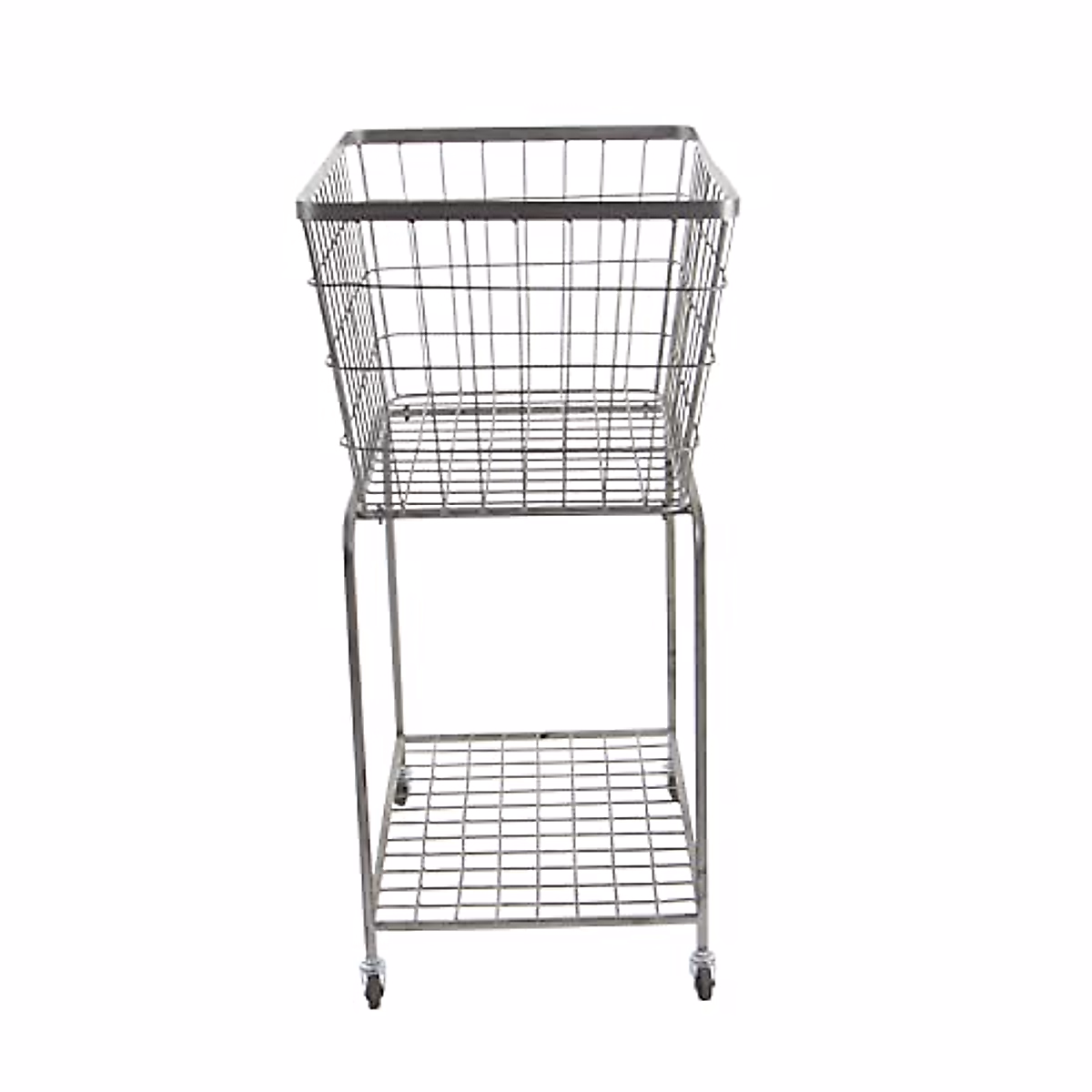 Deco 79 Metal Trapezoid Storage Cart with Wheels, 28" x 18" x 36", Gray