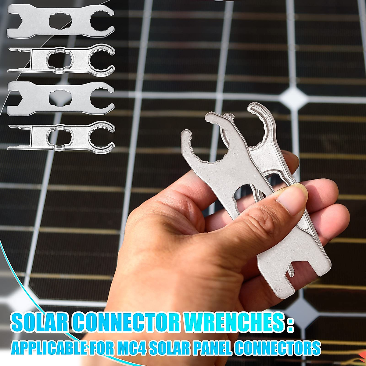 Landhoow 6 Pcs Solar Panel Connector Tool Solar Metal Spanner Wrench Solar PV Disconnect Removal Tools Crimping Tool for Solar Panel Cable PV System Wire and Connectors, Assembly and Disassembly Kit