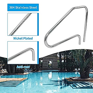 HECASA Pool Handrail Grab Rail Railing 37" Tall Swimming Pool Hand Rail Inground Pool Stair Rail Safety Rail Entry Rail Handle Pool Grab Ladder 304 Stainless Steel