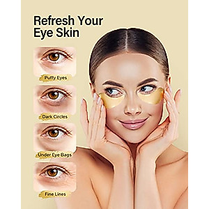 Komoko 24K Gold Under Eye Patches (60 Count), Skin Care, Golden Under Eye Mask Anti-Aging Collagen & Amino Acid, Eye Mask for Removing Dark Circles, Puffiness and Wrinkles, Refresh Your Under Eye Skin