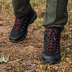 SHULOOK Men's Waterproof Hiking Boots Non-Slip Lightweight Outdoor Mid Top Ankle Boot Breathable Hiker Work Trekking Shoes