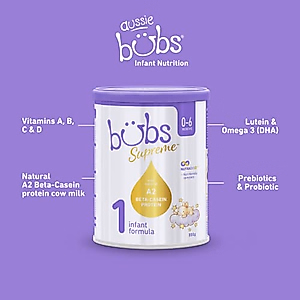 Bubs Supreme Infant Formula, Stage 1, Infants 0-6 months, Made with A2 Beta-Casein Protein Cows Milk, 28.2 oz