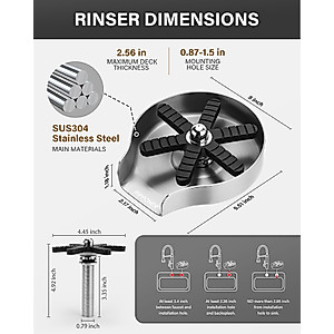 PIPPONER Stainless Steel Glass Rinser for Kitchen Sink,Upgraded 360°Rotating Jet Cup Washer for Sink,Cup Cleaner for Bar Sink Attachment(Brushed Nickel)