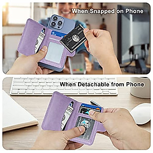 Bocasal for MagSafe Wallet Magnetic Card Holder, RFID Blocking Leather Card Slots for iPhone 14/13/12 Pro/Max/Plus, Adjustable Kickstand Flip Mag Safe Wallet (Purple)